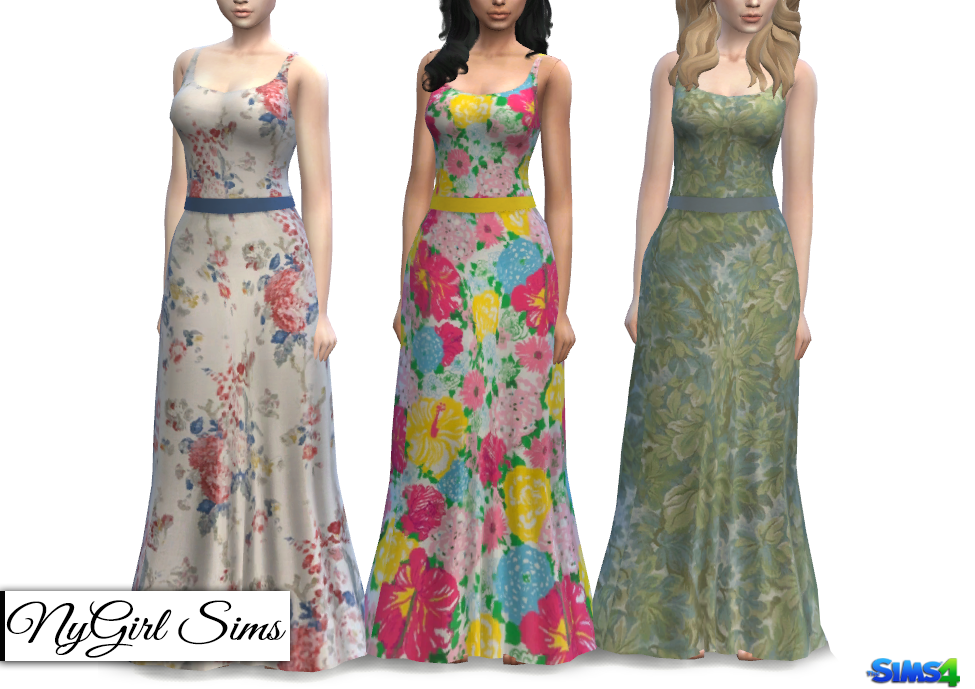 NyGirl Sims 4: Belted Tank Maxi Dress