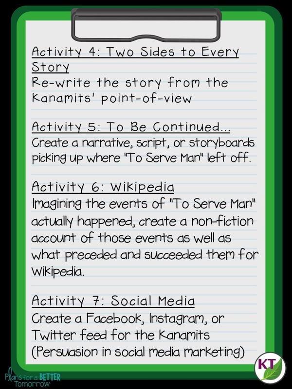 The Twilight Zone: "To Serve Man" ELA Activities - Feel Good Teaching