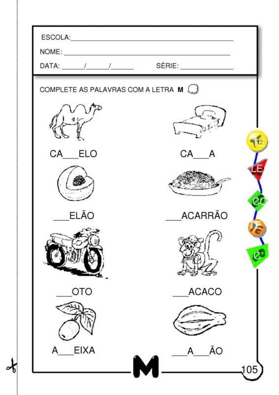 BLOG PROFESSOR ZEZINHO: Atividades Com a Letra M