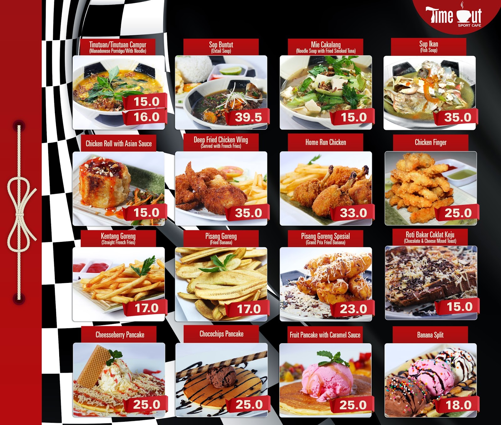Time out sport cafe di manado: Menu Time Out Sport Cafe