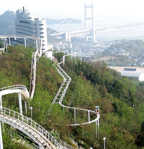 Japanese Sky Cycle roller coaster is pedal powered