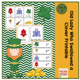 Old Lady Who Swallowed a Clover Printable ~ Preschool Printables