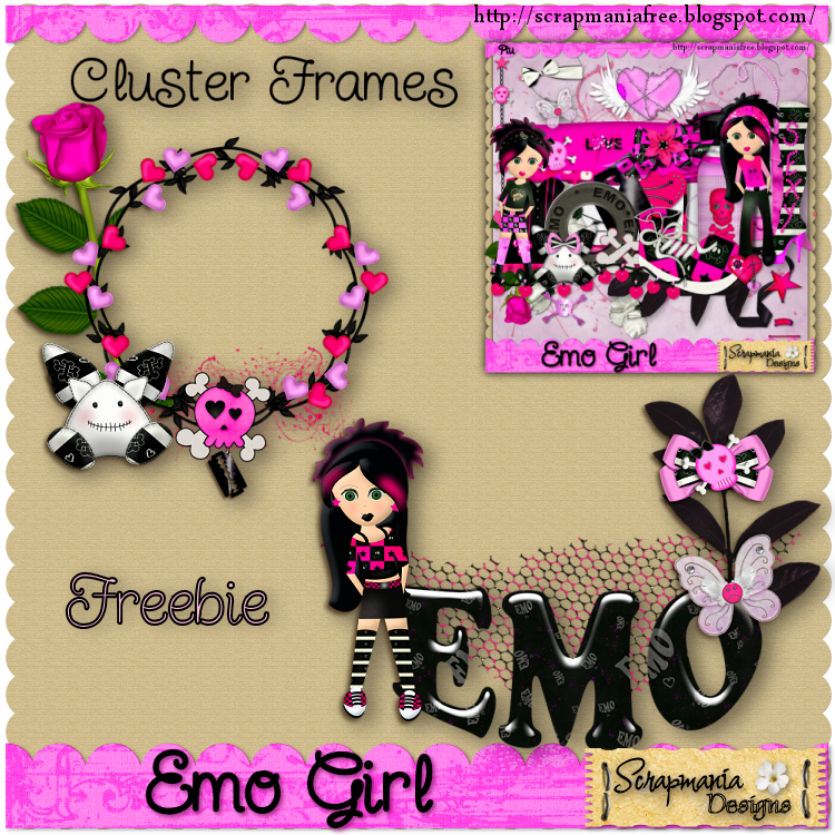 Barbietch: Cluster Frames Freebie ** EMO Girl