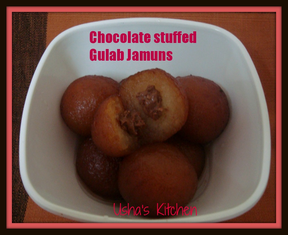 USHA'S KITCHEN: Chocolate Stuffed Gulab Jamuns