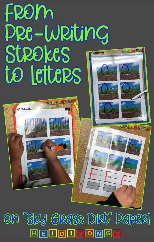 From Pre-Writing Strokes to Letters on "Sky Grass Dirt" Paper!
