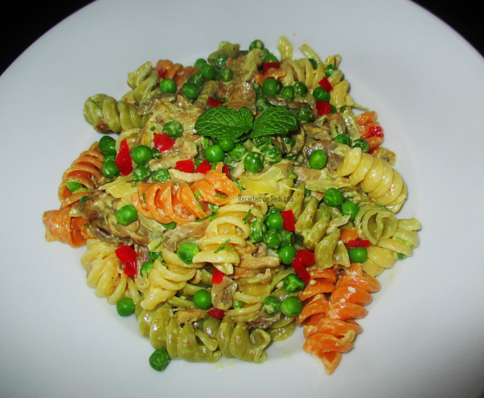 Receitas de Sedução: Fusilli Tricolori con Funghi e Spezie(Espirais ...