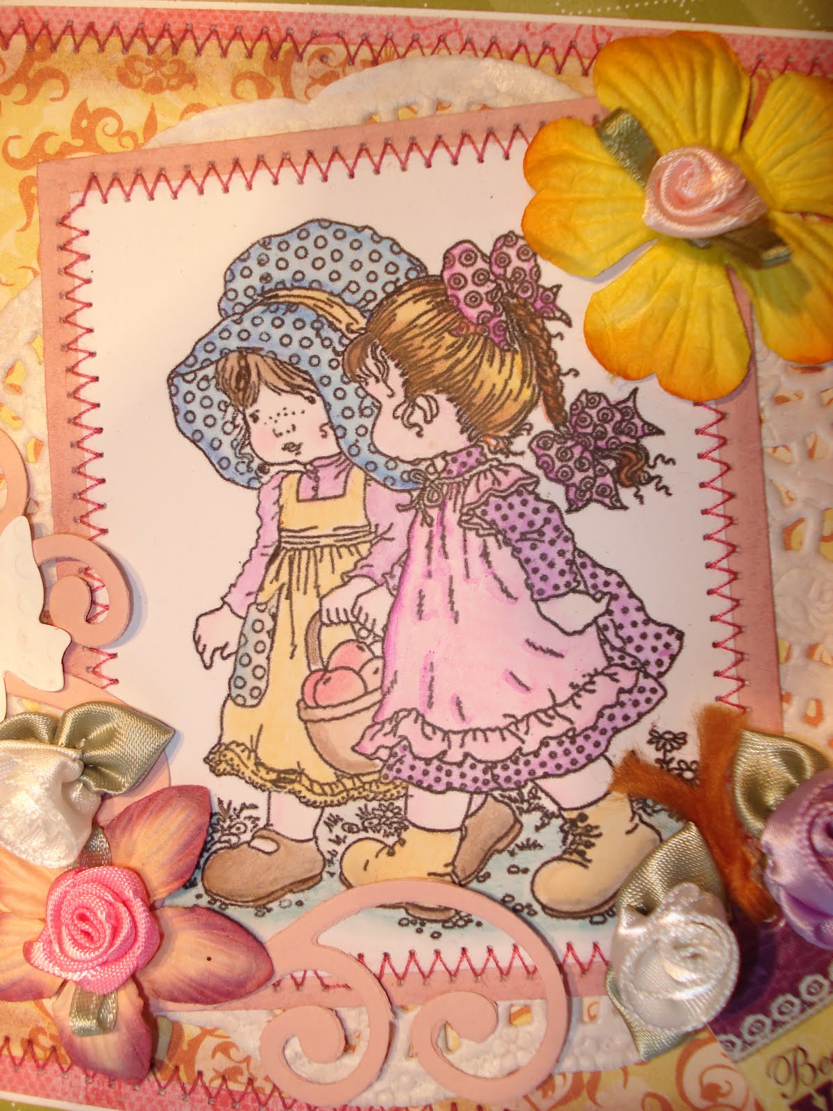 marias handmade cards: Sarah Kay handmade card "Because of you"
