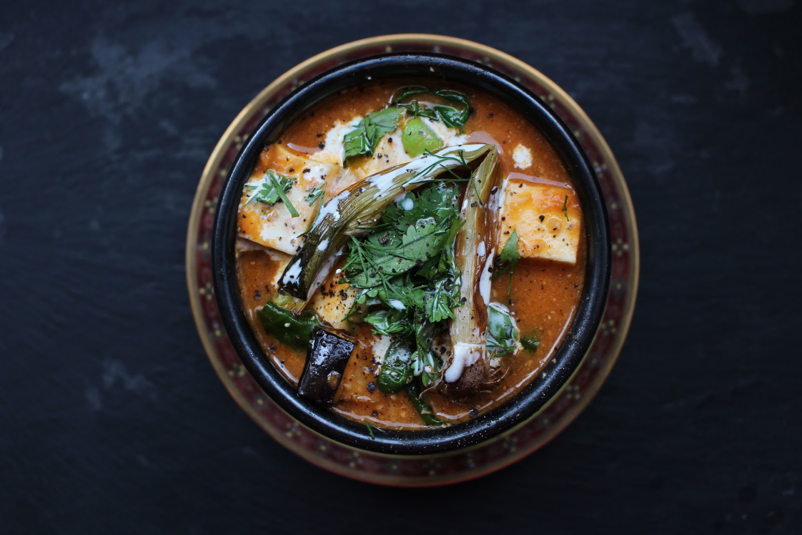 Paneer Masala with Blackened Spring Onion | Celia's Saucer | The Cafe Cat