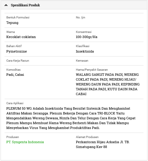 Plus Minus Insektisida Plenum 50WG - kliktani.com