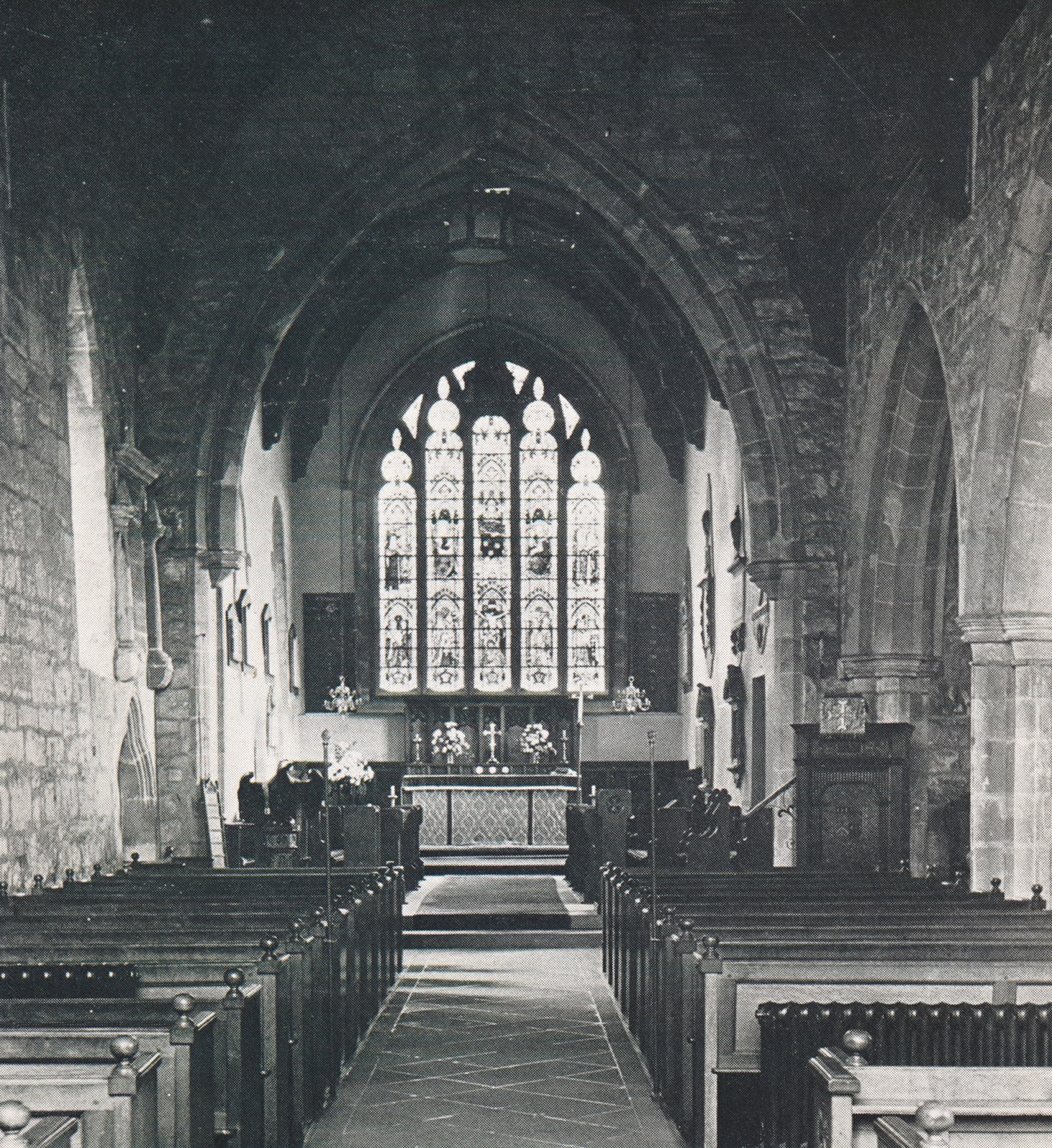 North Yorkshire History: The interior of All Saints', Hutton Rudby