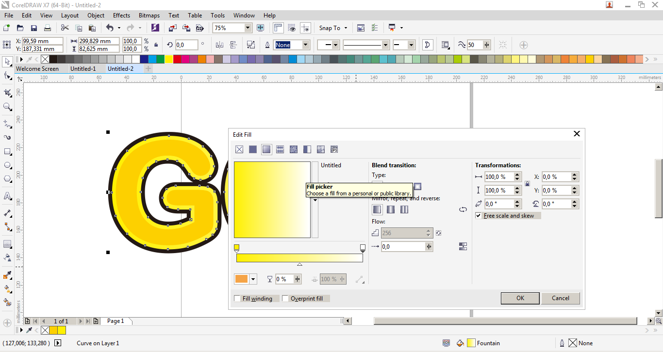 Membuat Efek Emas Menggunakan Menu Contour dan Gradasi pada CorelDraw ...