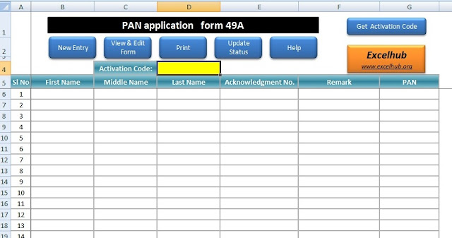 PAN Application Form In Excel With Database Facility PAN Application Form In Excel With Database Facility