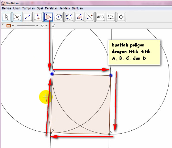 Menggambar Persegi dan Mengukurnya pada Geogebra
