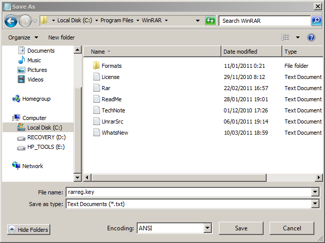 registrasi winRAR hanya dengan notepad