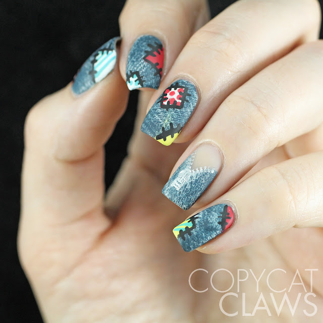 Copycat Claws: Patchwork Denim Nail Art