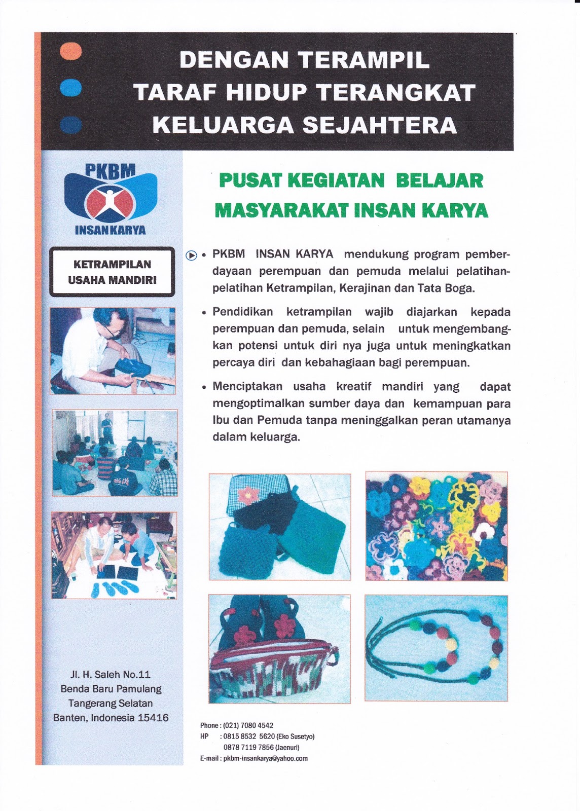 PKBM Insan Karya: Ketrampilan Usaha Mandiri (Poster)