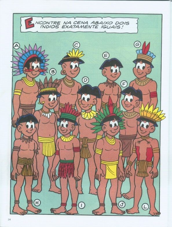 Gibi Turma da Mônica para o Dia do Índio ~ Atividade infantil