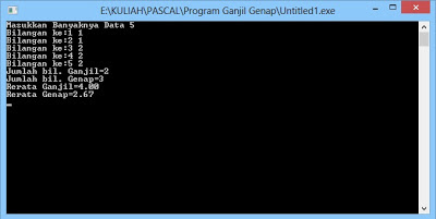 LUTFIBROWN's SIMPLE CODE: PROGRAM BILANGAN GANJIL GENAP DAN RATA-RATA PASCAL