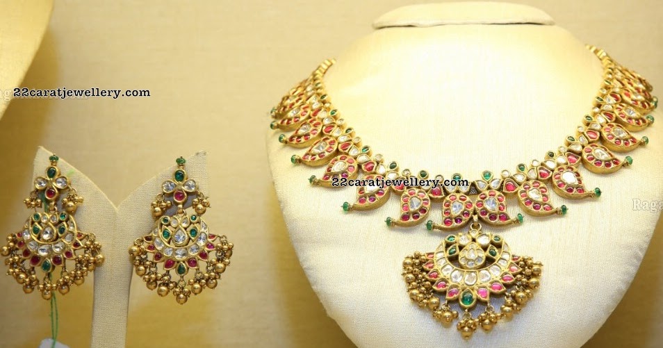 Mango Kundan Set with Earrings - Jewellery Designs