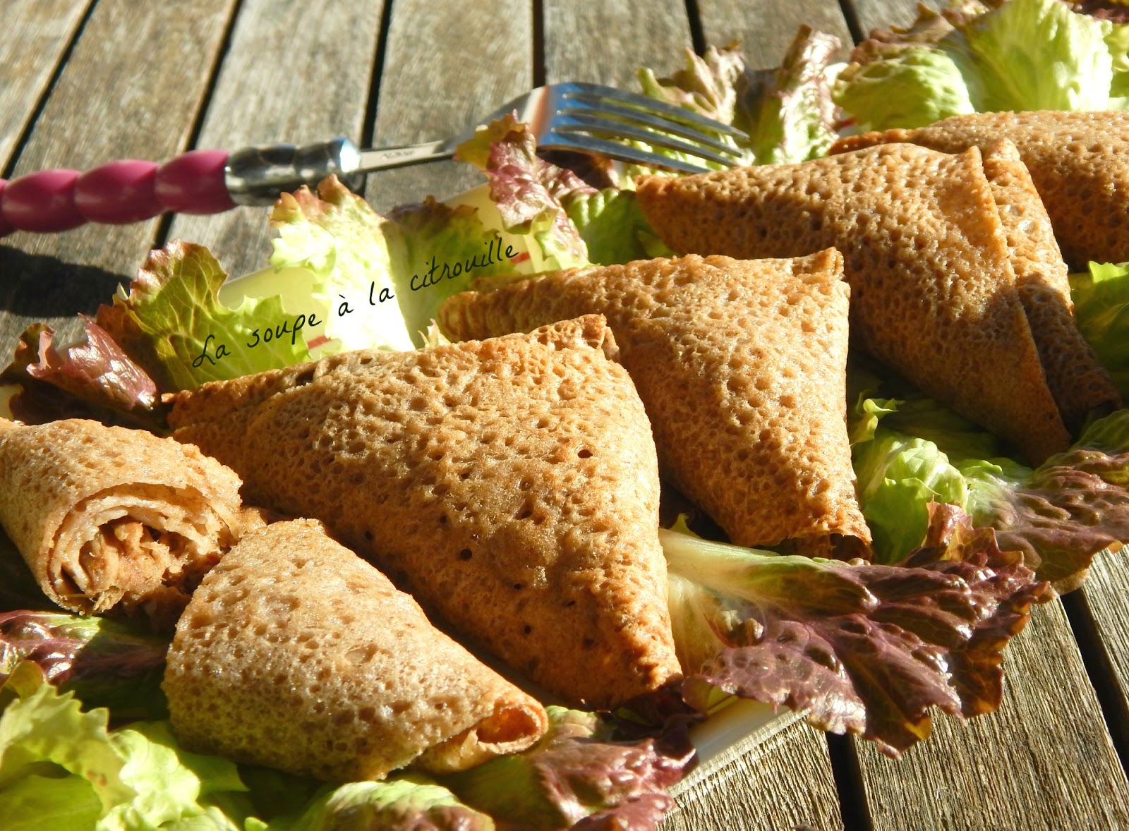 La soupe à la citrouille: Galettes de sarrasin comme des samoussas