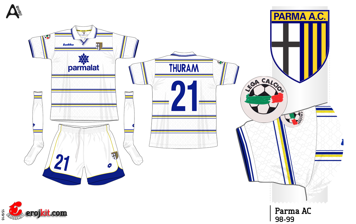 Kit Design, by eroj: 1998-99 Parma (Home, Away e Third)