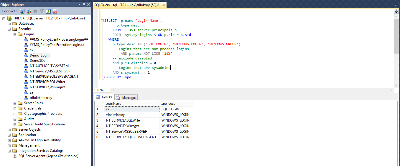 Find All Logins Having SA(SYSADMIN) Rights to Access SQL SERVER ...