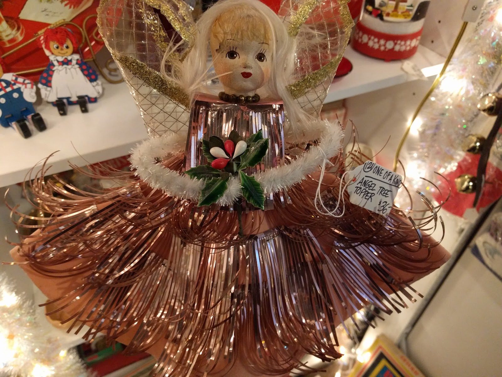Vintage Tinsel Christmas Tree Angel