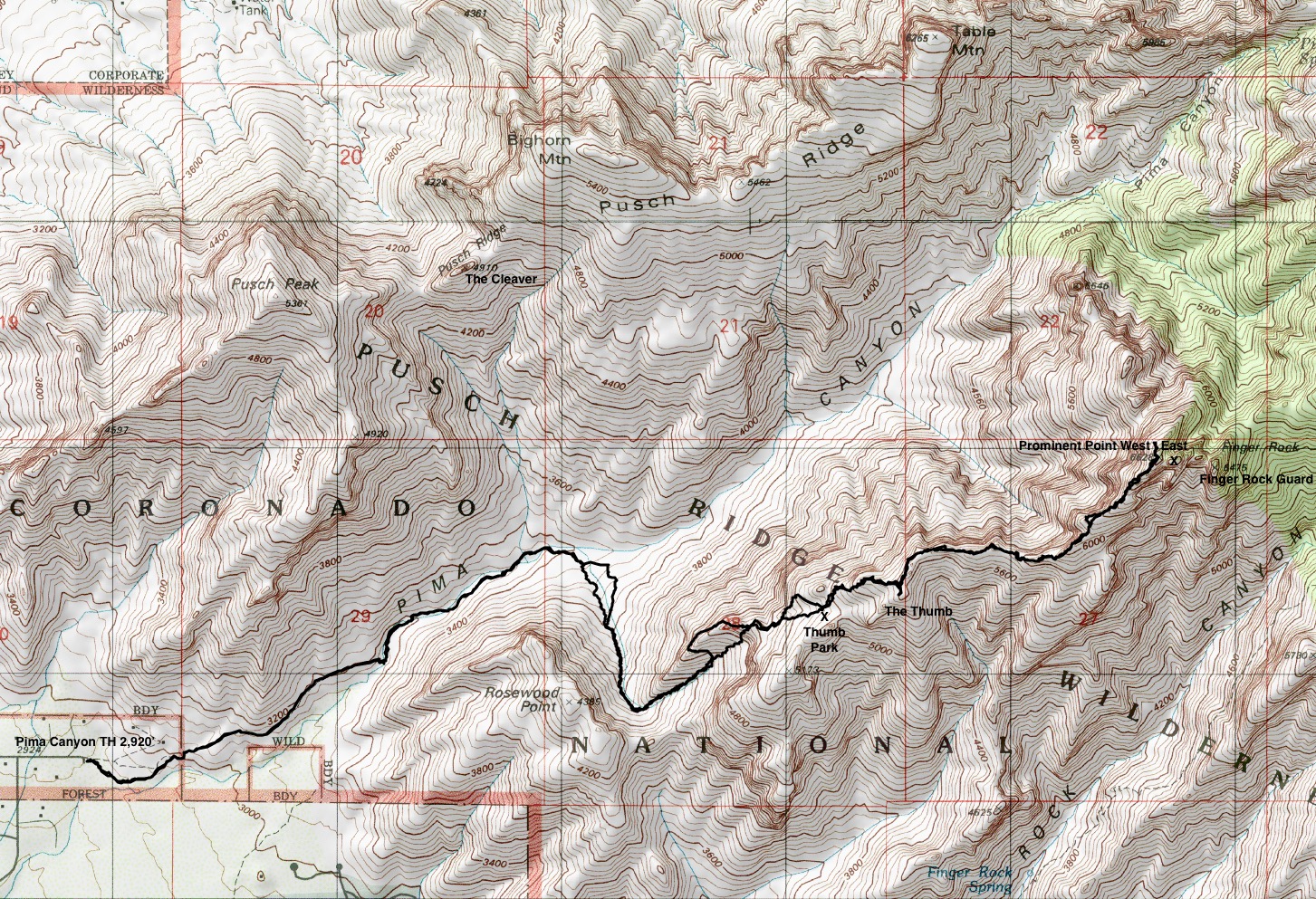 Earthline: The American West: Prominent Point West, 6,628', Pusch Ridge ...
