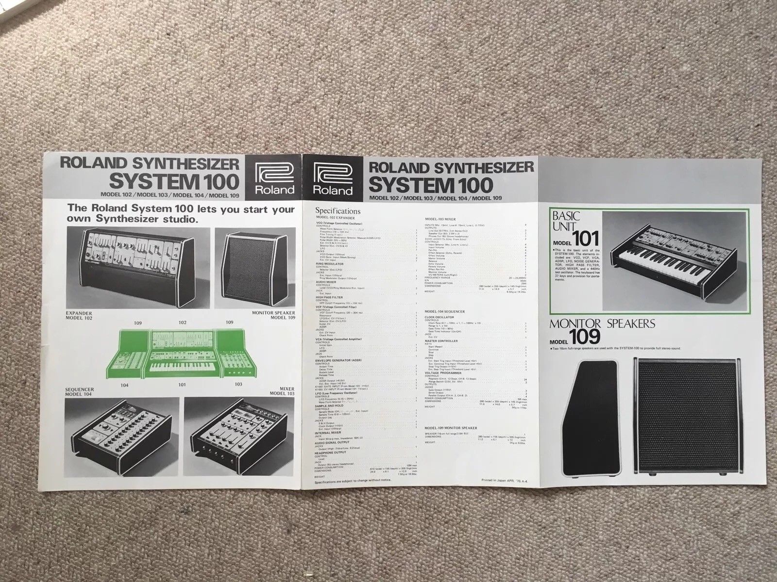 MATRIXSYNTH: Roland System 100 original brochure 1976
