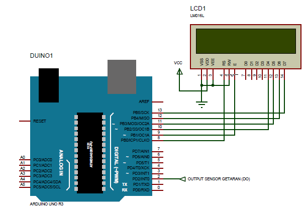 Koneksi Arduino UNO dengan LCD