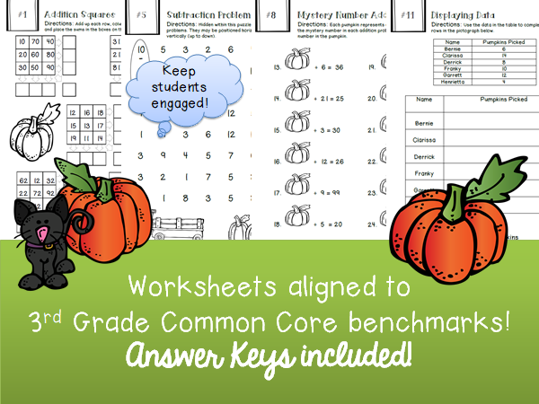Kelly McCown: October NO PREP Math Packet - 3rd Grade
