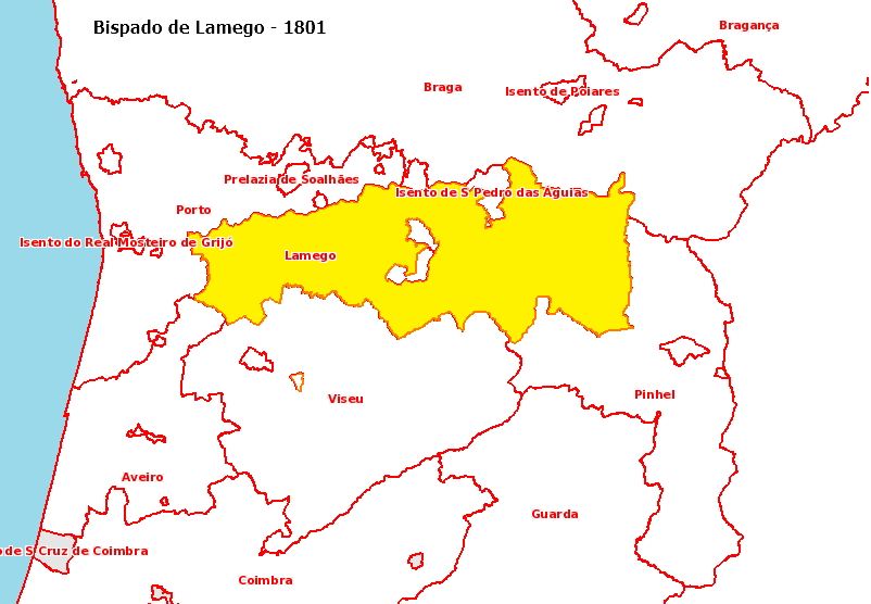 Bispado de Lamego em 1758 e 1801 (clicar nas imagens para aumentar)