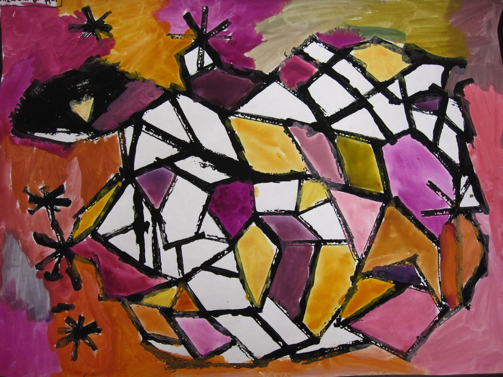 South School Art Studio: Fourth Grade Abstract Paintings