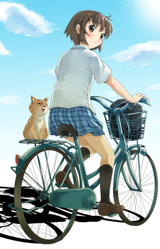 Anime girls on bike | Animoe
