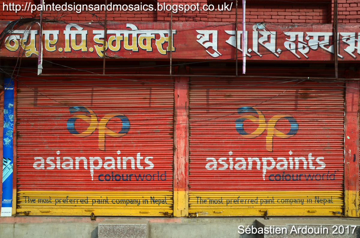 Painted signs and mosaics: Asian Paints, Kathmandu