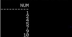 Database and Warehouse Concepts: DISPLAY MISSING NUMBER IN THE SEQUENCE