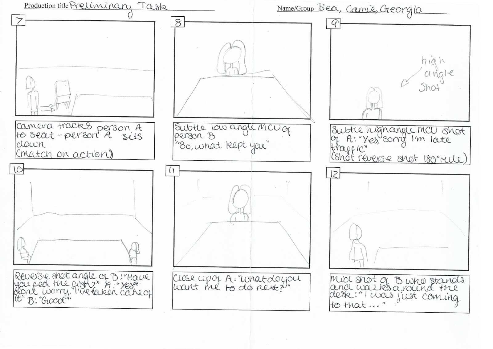 Research And Planning Georgia Davidson 0637: Preliminary Storyboards