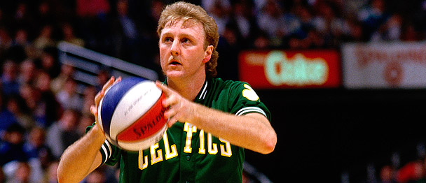 Larry Legend showing Pacer players how it is done
