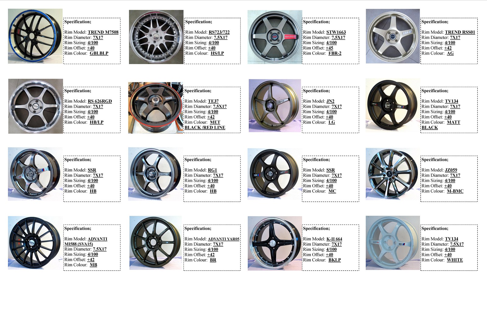 Tyre and Rims (H2O One Stop Sdn. Bhd.): 17 Inch Rims With Sizing ...