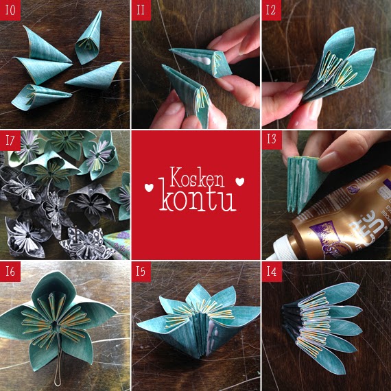 Kosken kontu: Paperikukkia 1/3: Origamikukkien tekeminen