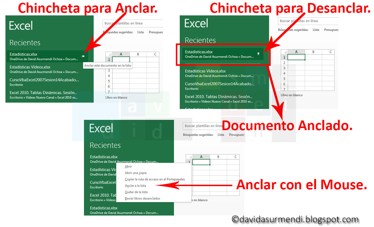 La Pantalla de Inicio de Excel 2013.