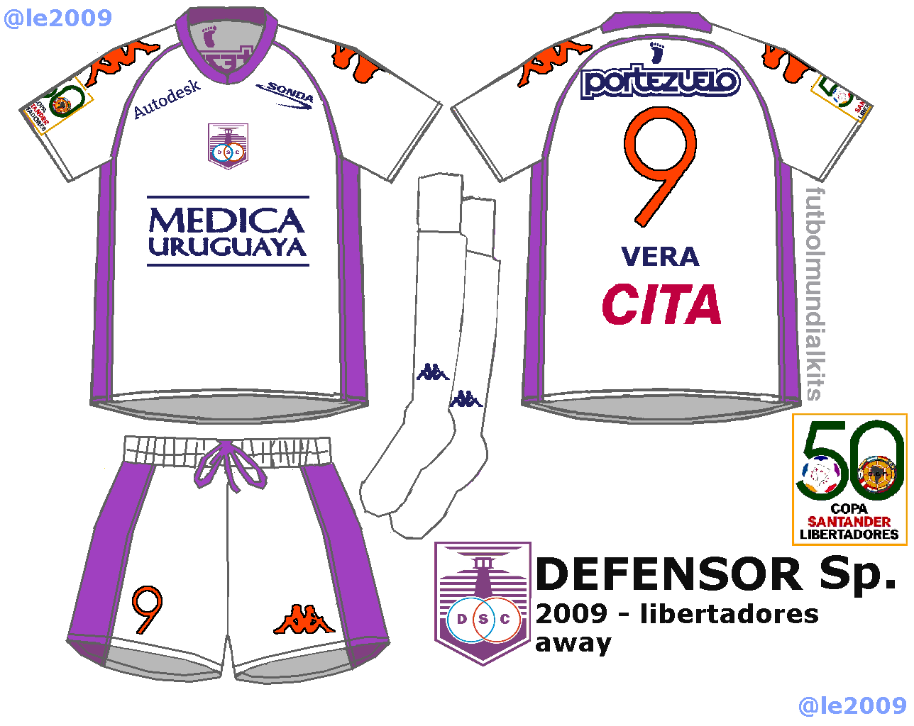 Fútbol Mundial Kits - Uruguay: Defensor Sporting Club - 2009