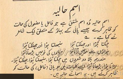 Urdu grammar online: Isam halia اسم حالیہ