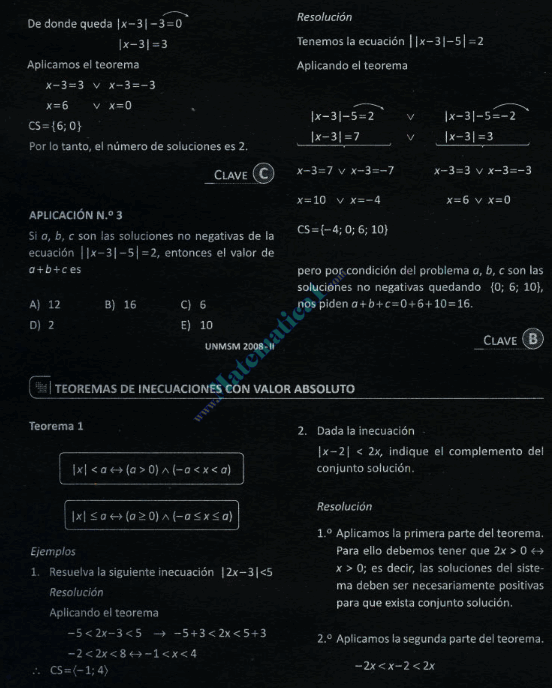 VALOR ABSOLUTO PROBLEMAS RESUELTOS PREUNIVERSITARIOS