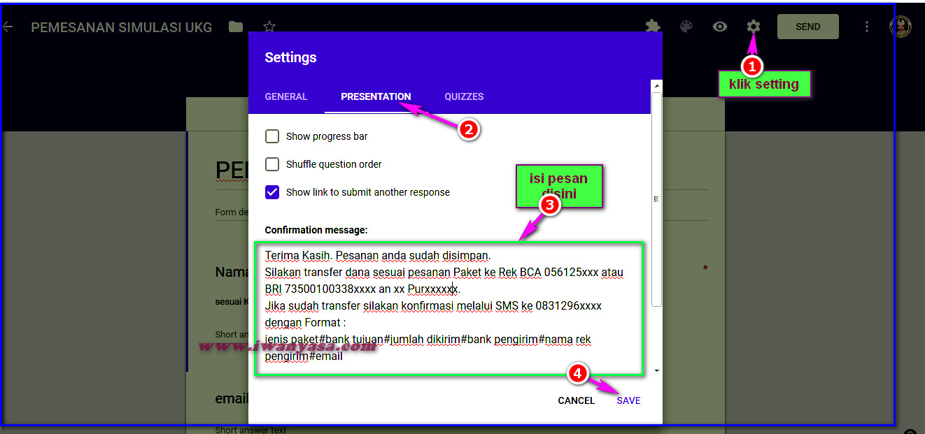 Google Form Cara Mengganti Pesan Konfirmasi "Jawaban Anda telah direkam ...