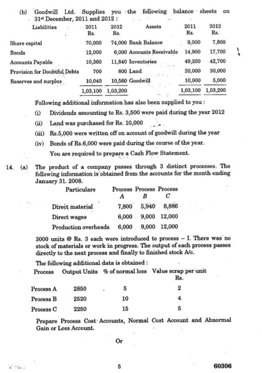 BA7106 Accounting For Management May June 2014 Question Paper ...