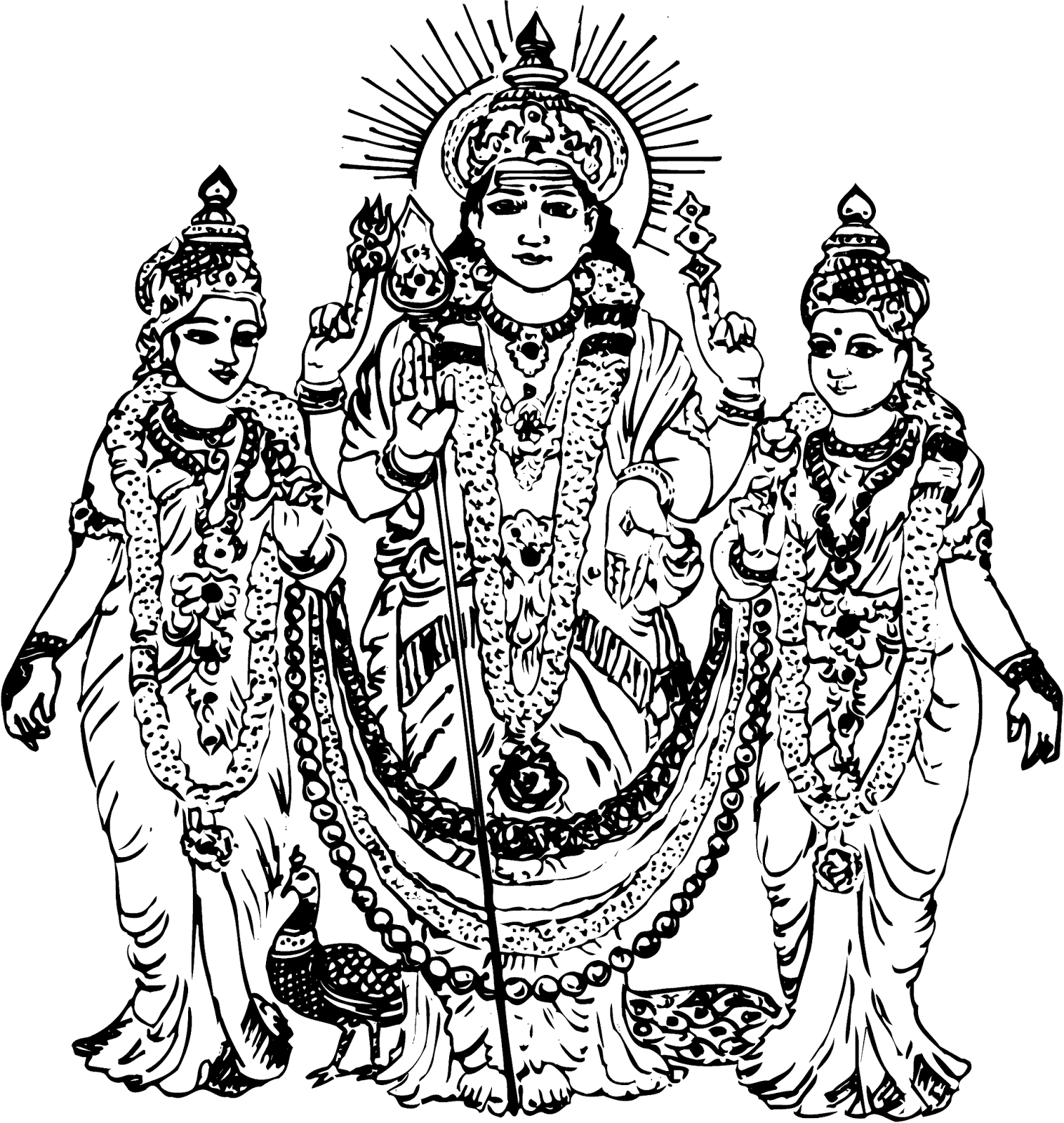 Tamil Cliparts: Lord Muruga Line art