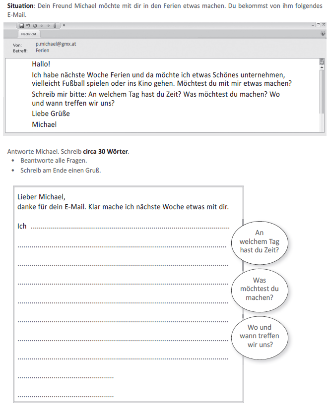 Die deutsche Sprache: ÖSD A1 SCHRIFTLICH (E-Mail)
