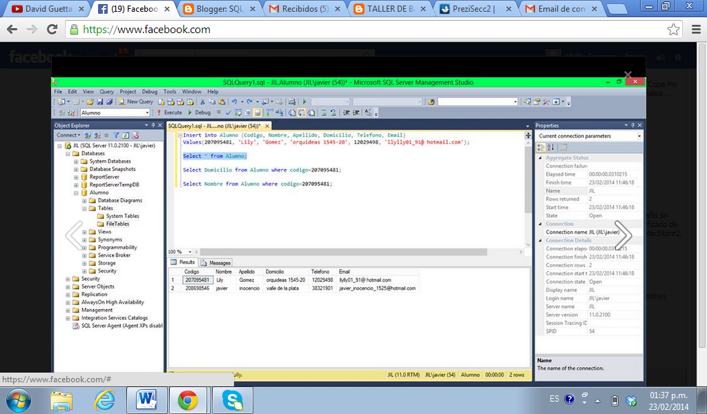 SQL SERVER 2012 - PANTALLAZOS DE PRÁCTICA: 2014