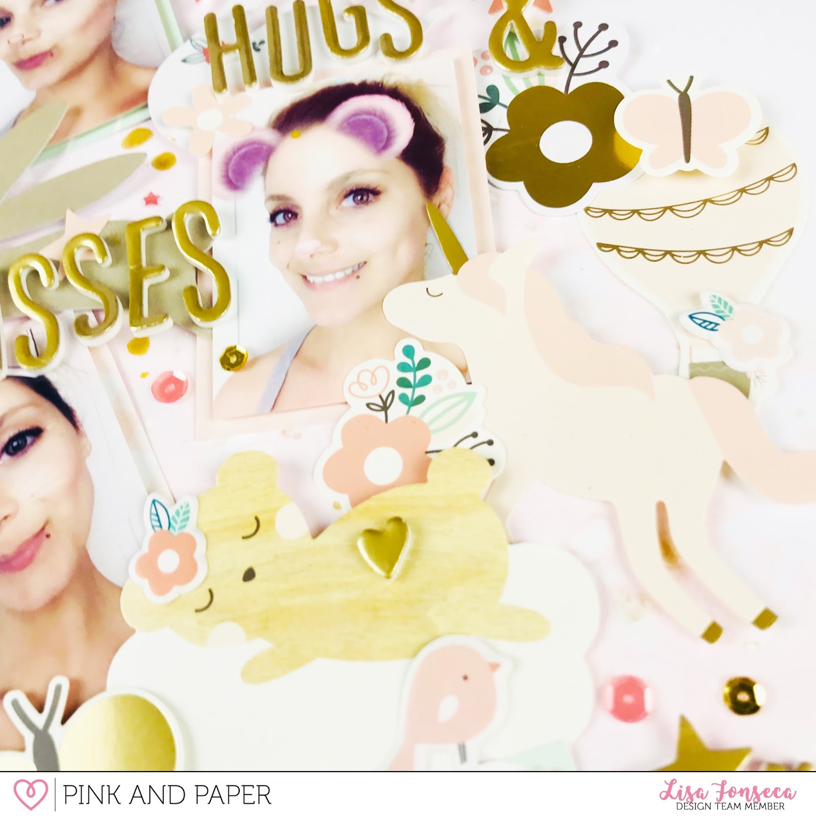 HUGS AND KISSES layout for Pink and Paper | Lisa Fonseca